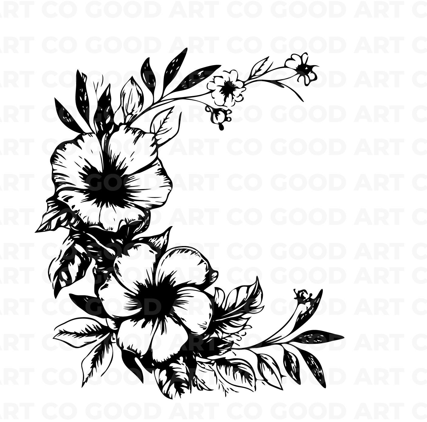 Intricate Floral Frames 22 Designs PNG JPEG SVG Flower Frame Floral ...