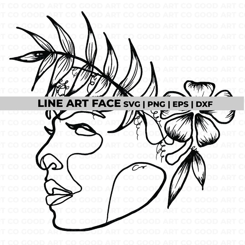 Face Line Art V2 SVG | Eps Modern Decor| Hair Salon Graphic | Leaf Line ...