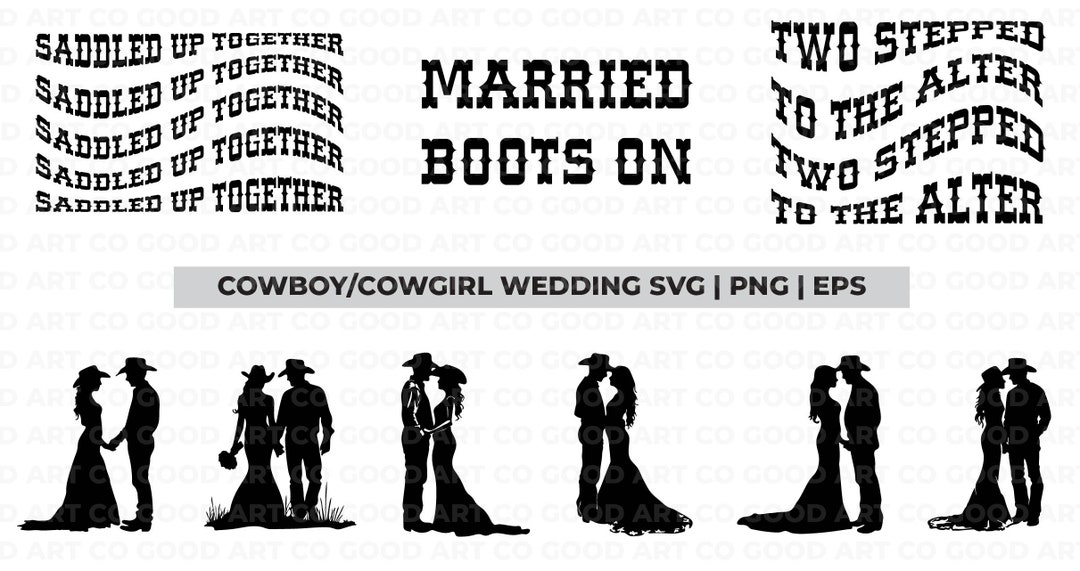 Country Wedding SVG | Bride and Groom, Western, Married Couple, Wedding ...