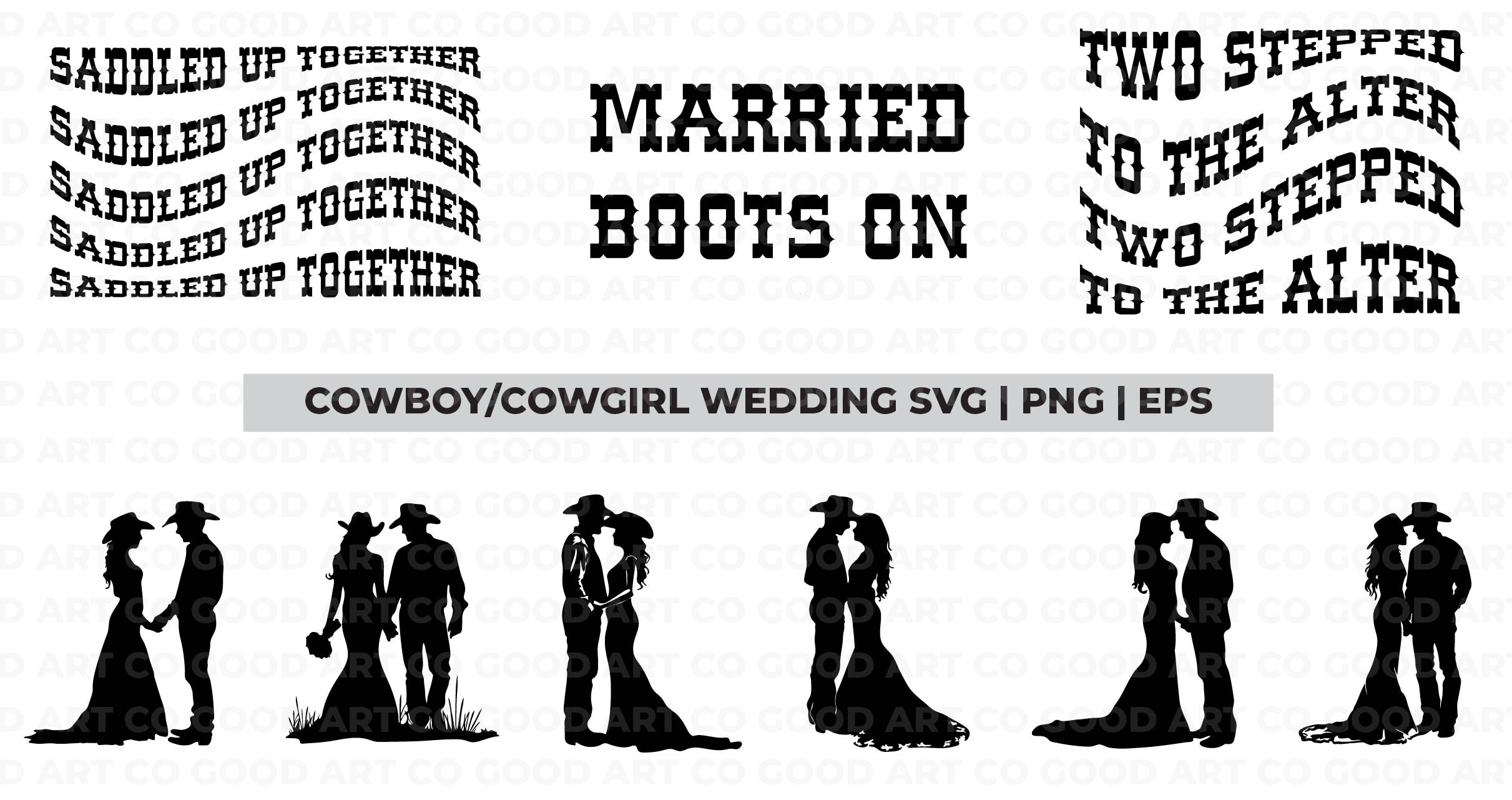 Country Wedding SVG | Bride and Groom, Western, Married Couple, Wedding ...