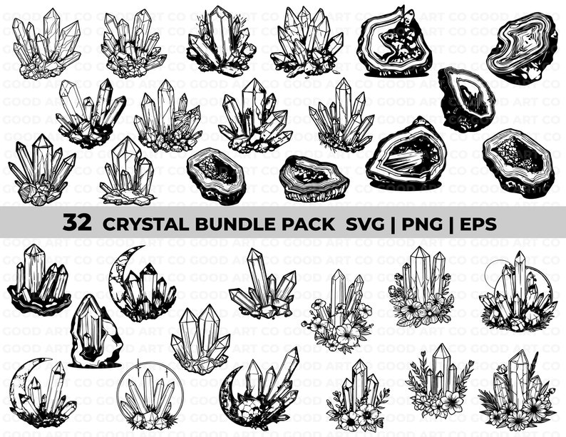 Crystal Svg Bundle, Agate, Magic Stone, Celestial Svg, Diamond, Crystal ...