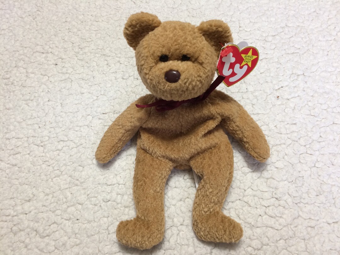 Very RARE CURLY Bear Beanie Baby Multiple Tag ERRORS, P.E. Pellets ...