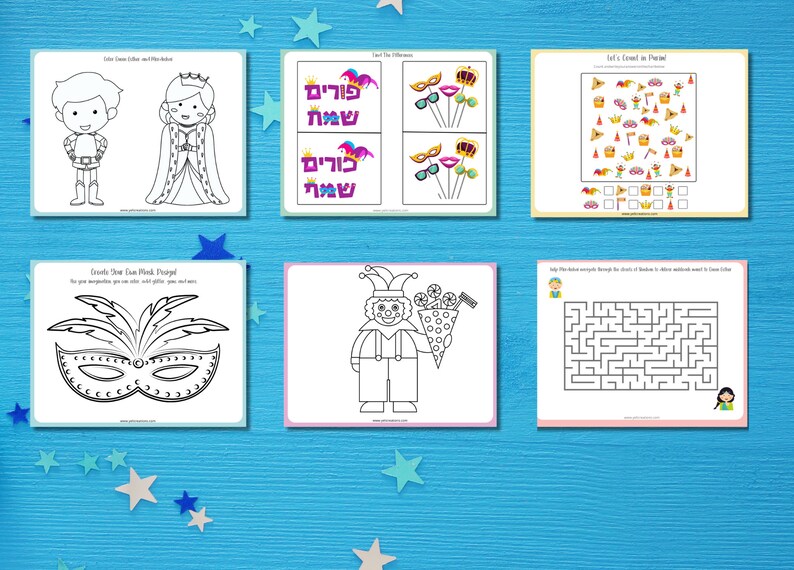 Purim Fun Activity Worksheet, Coloring for Kids, and Toddlers. Colorful ...