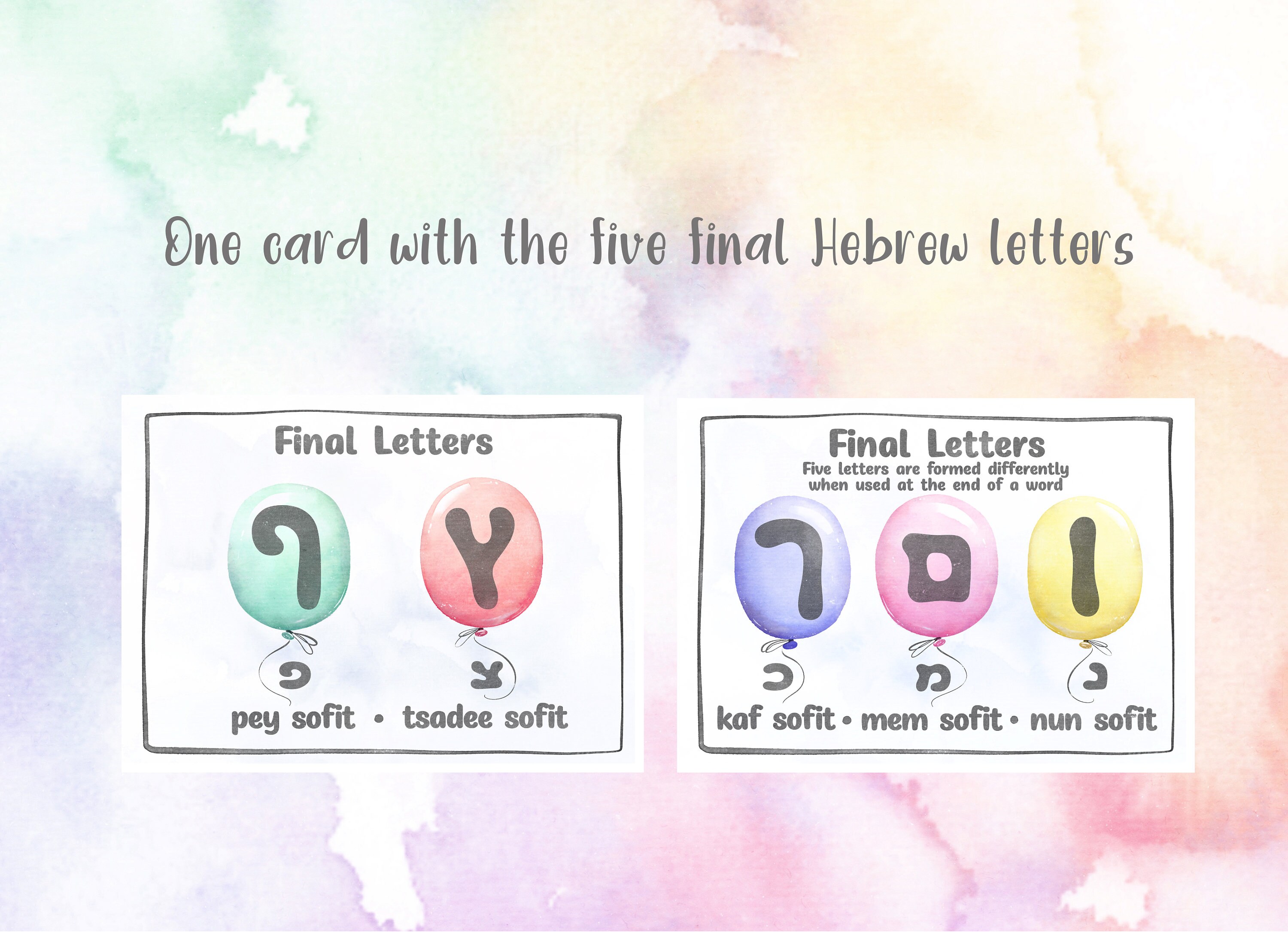 Hebrew Alphabet Flashcard for Kids, Animals, Educational, Home School ...