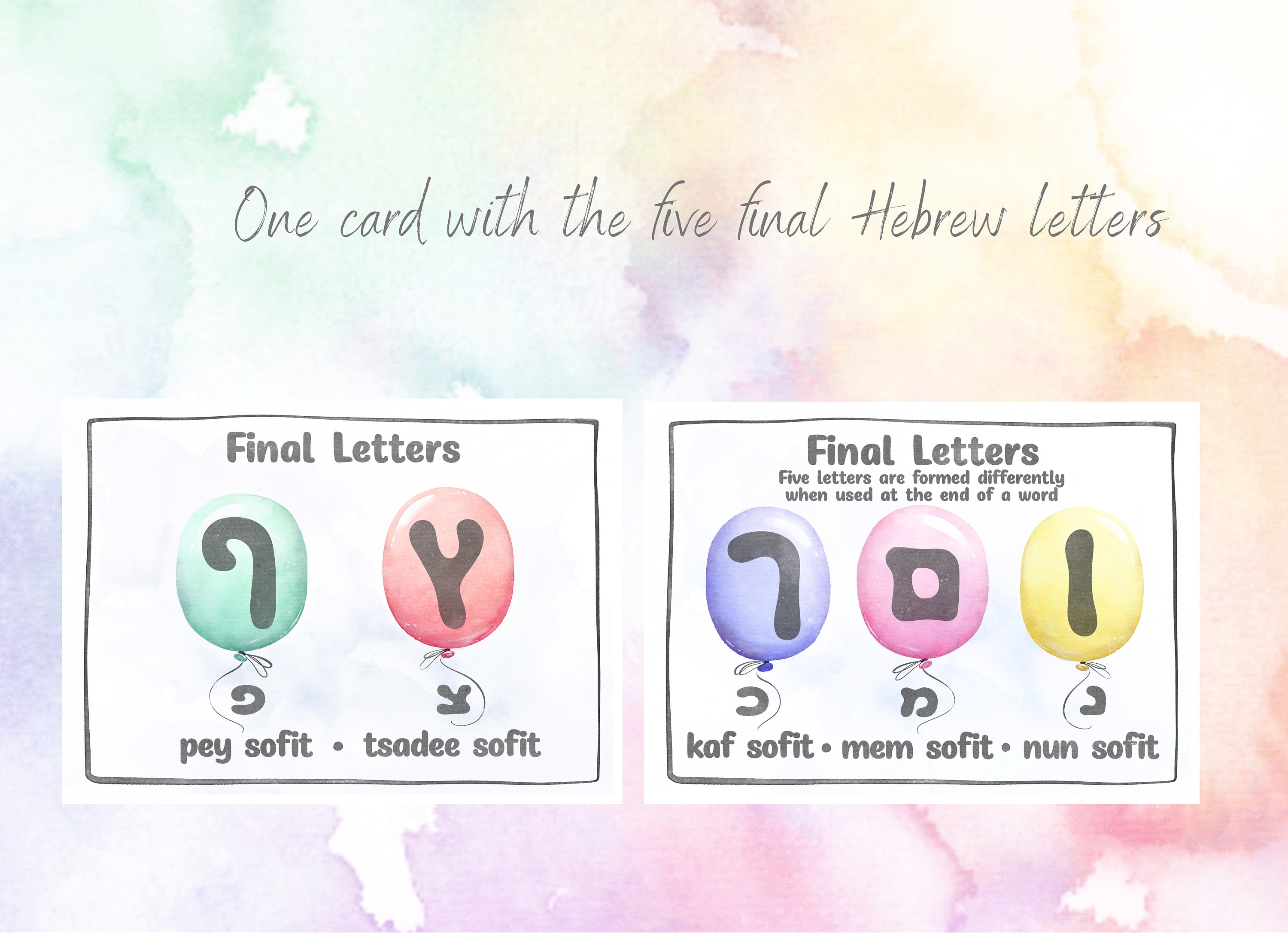 Hebrew Alphabet Flashcard for Kids Animals Educational Home - Etsy