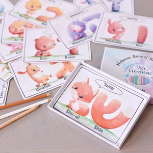 Hebrew Alphabet Flashcard for Kids, Animals, Educational, Home School ...