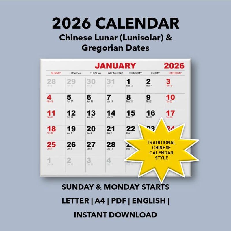 Gregorian Lunar Calendar - Etsy