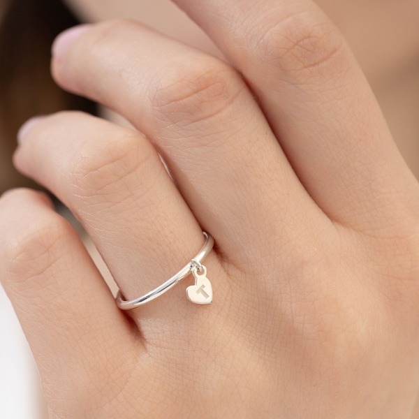 Personalised Heart Dangle Ring - Etsy