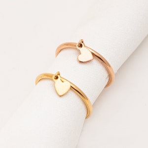 Heart Dangle Ring, Initial Heart Rings, Memory Ring, Class Ring, A ...