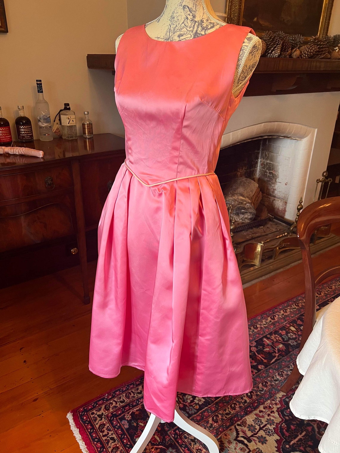 80s Pink Satin Dress With Ruffles: High Quality Cinderella - Etsy