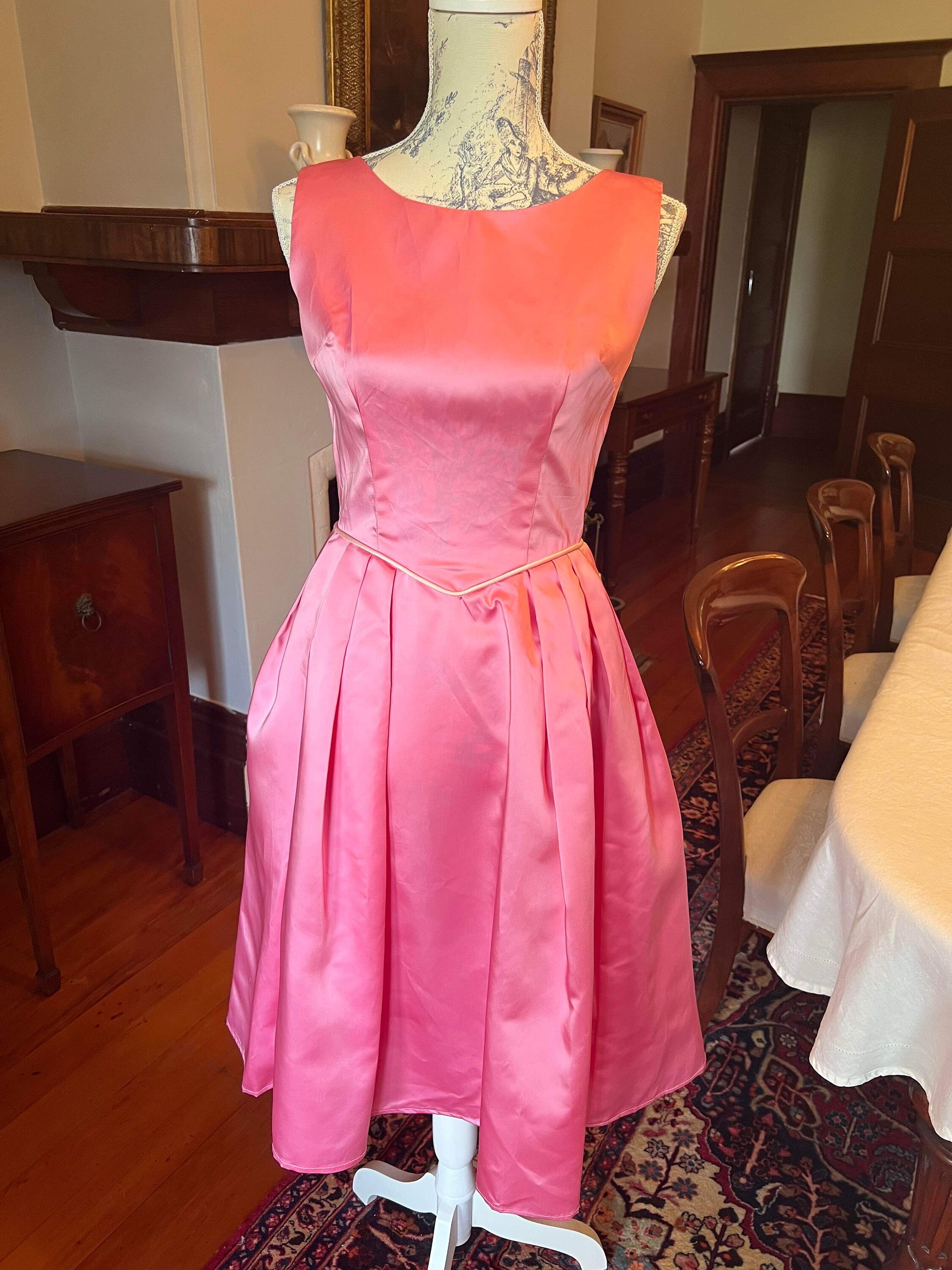 80s Pink Satin Dress With Ruffles: High Quality, Cinderella, Bustle ...