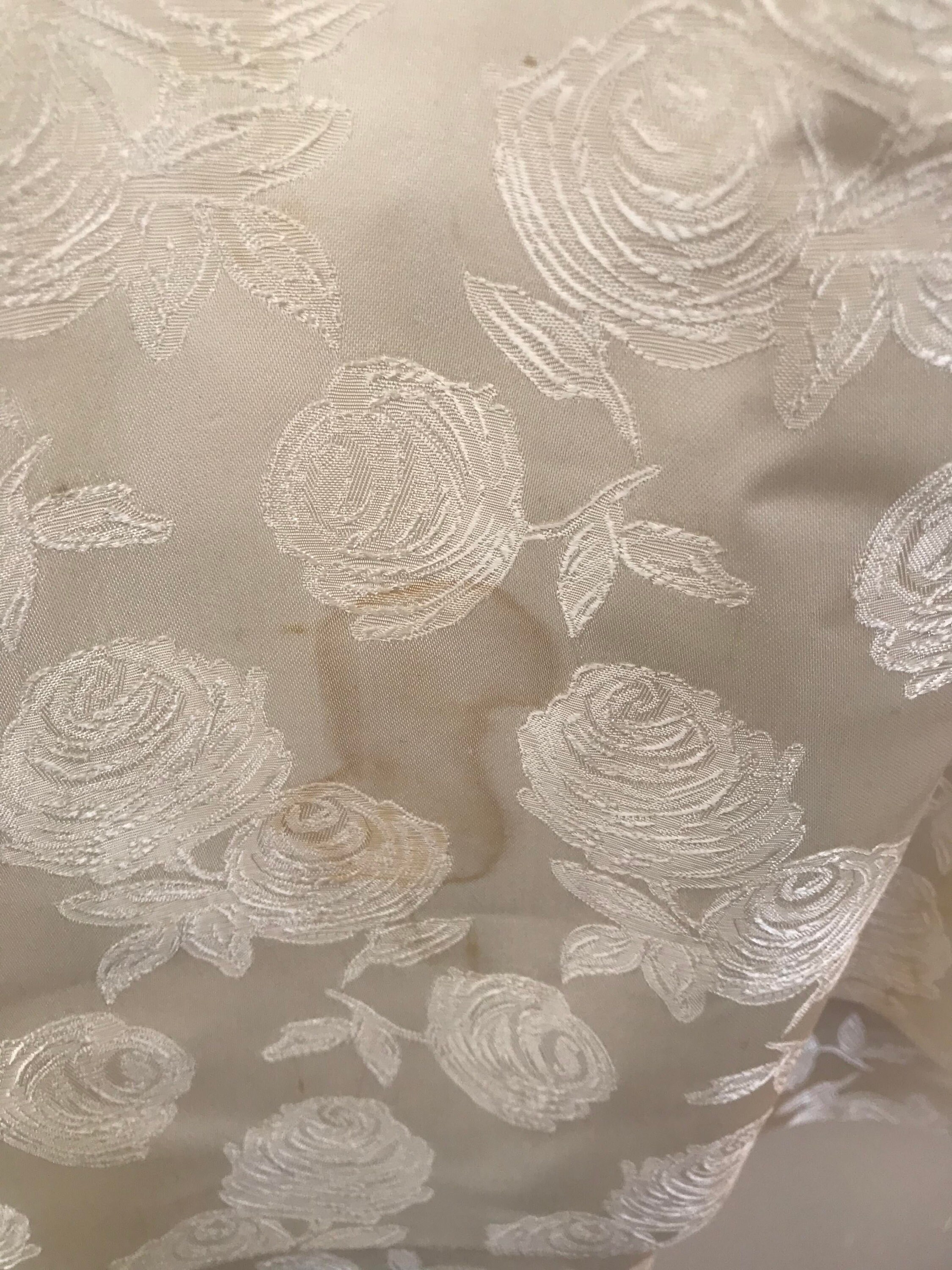 Embossed Roses and Bow 60s Satin White Dress With Layered Skirt ...