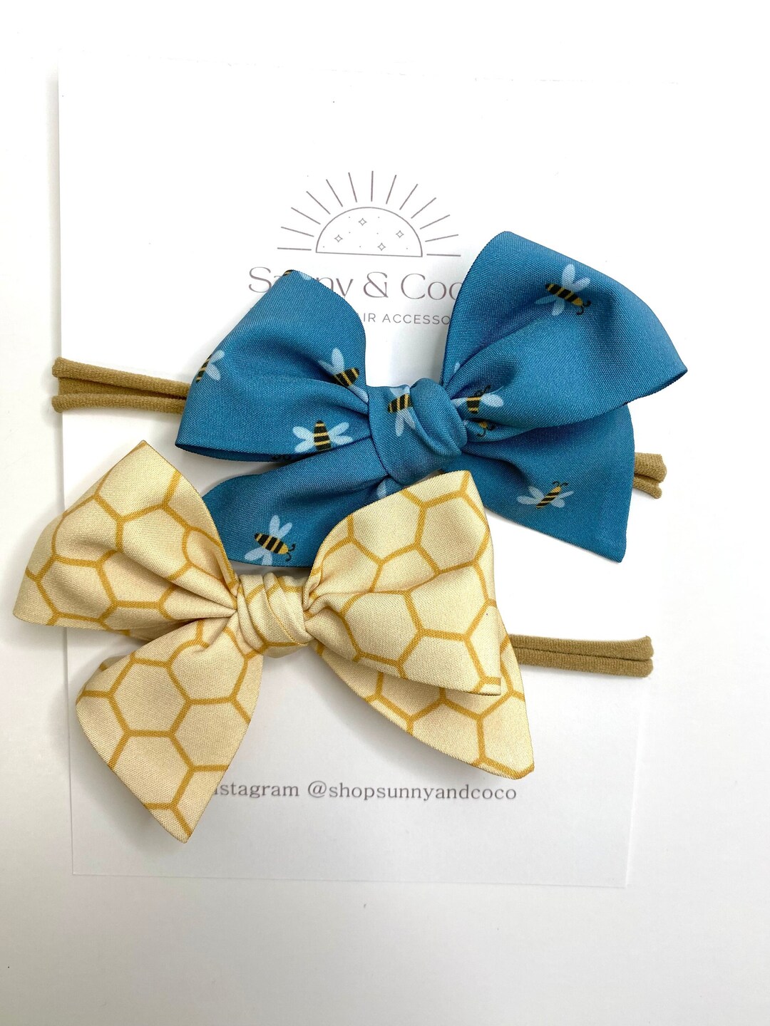 Set of Bumblebee Bows on Nylon Headband or Alligator Clips-baby Hair ...