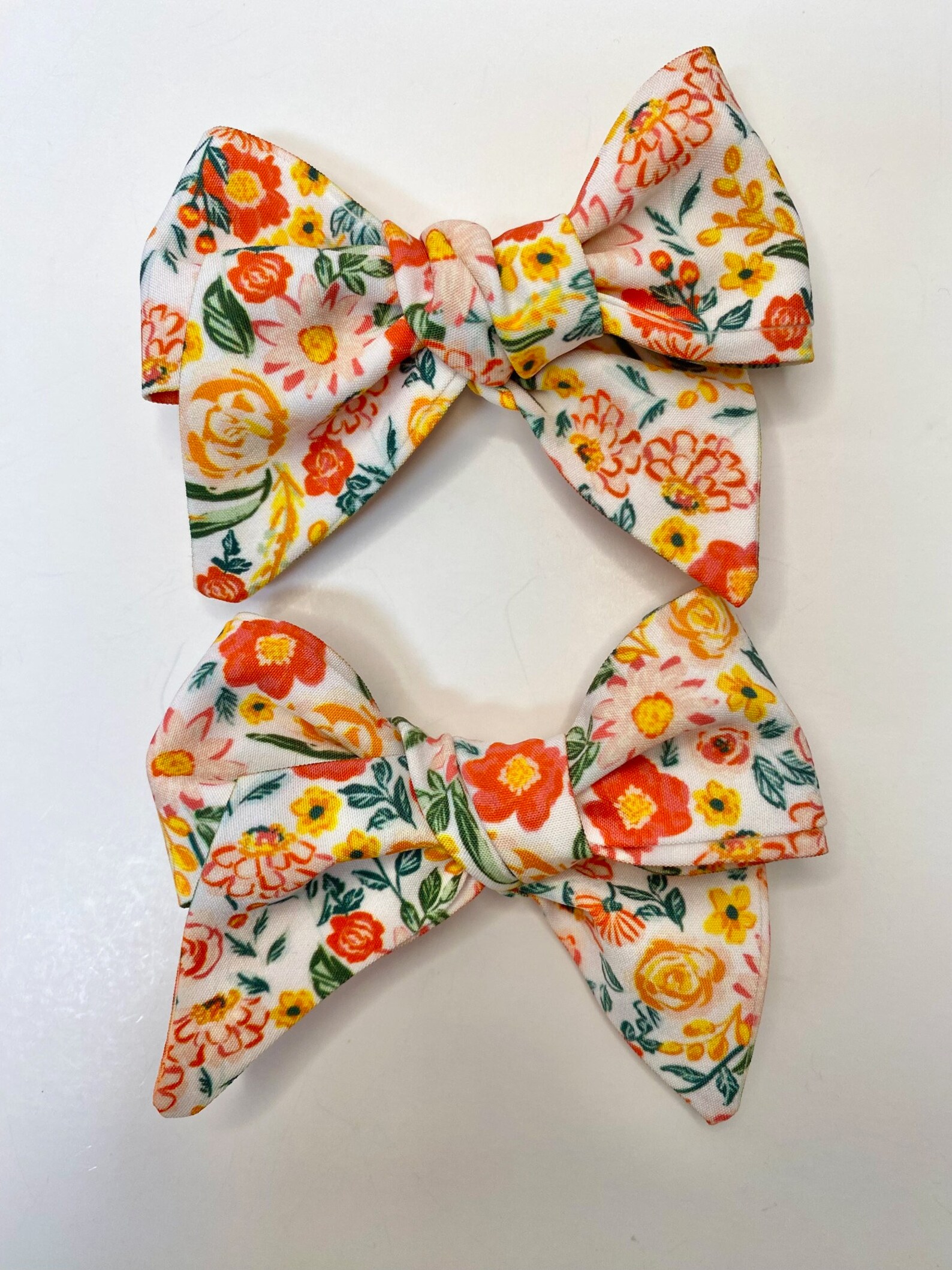 Spring Coral Print Pigtail Bows, Spring Hair Bows, Hand Tied Bows ...