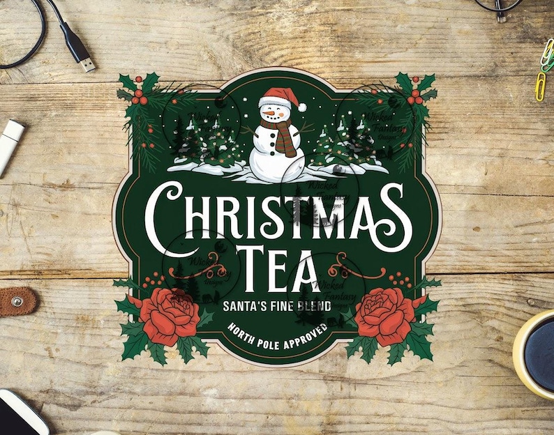 UVDTF Christmas Tea Label - Etsy