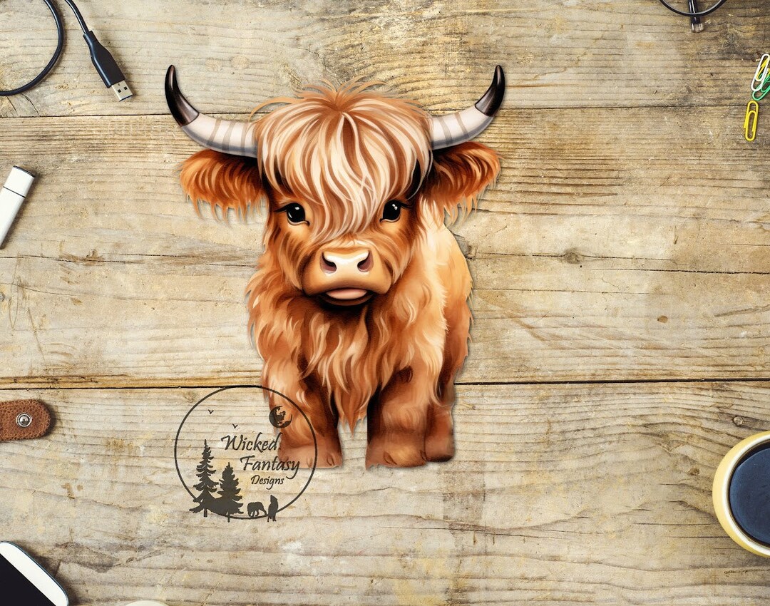 UVDTF Decal Cute Baby Highland Calf 1pc - Etsy