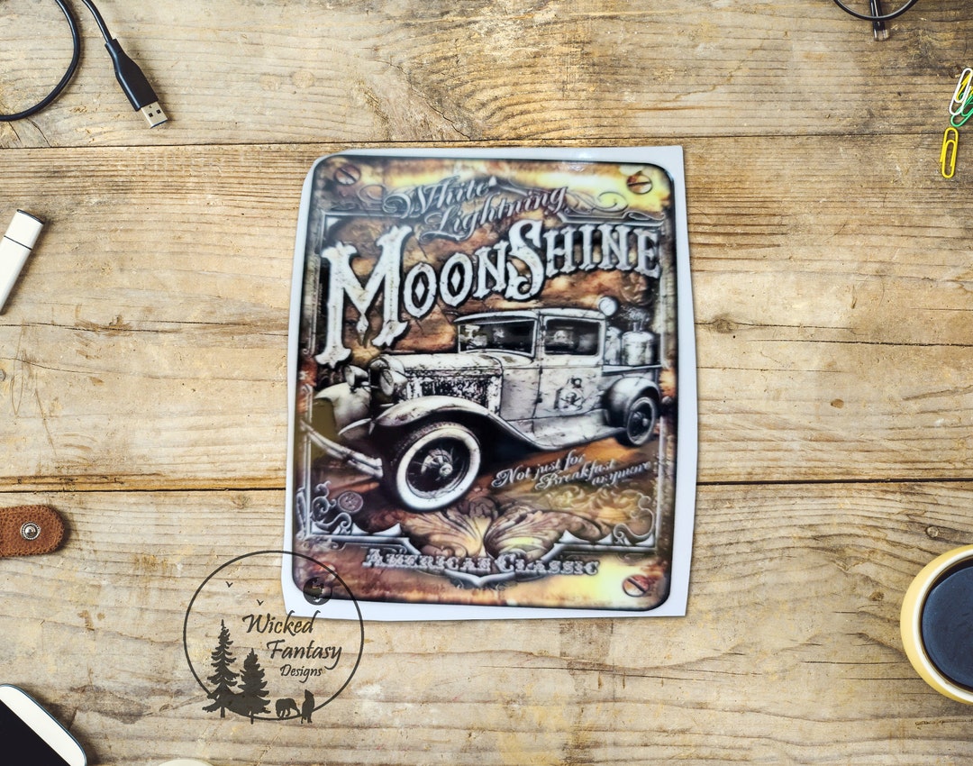 UVDTF Decal Rustic Moonshine White Lightning American Classic Sign ...