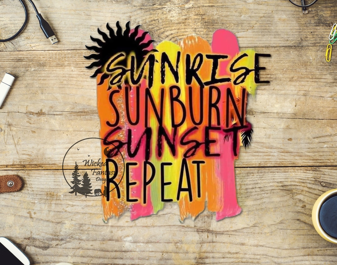 UVDTF Decal Sunrise Sunburn Sunset Repeat Neon Beach Transparent ...