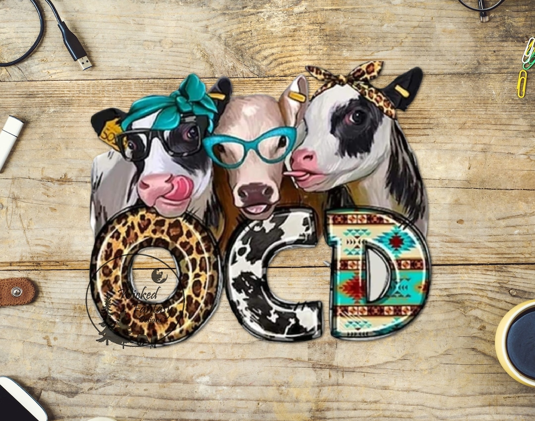 UVDTF Decal OCD Obsessive Cow Disorder Leopard Aztec Cow Print ...