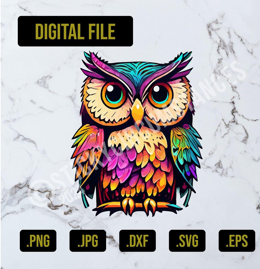 Commercial and Personal Rainbow Owl Svg, Eps, Png, Jpg, and Dxf Digital ...