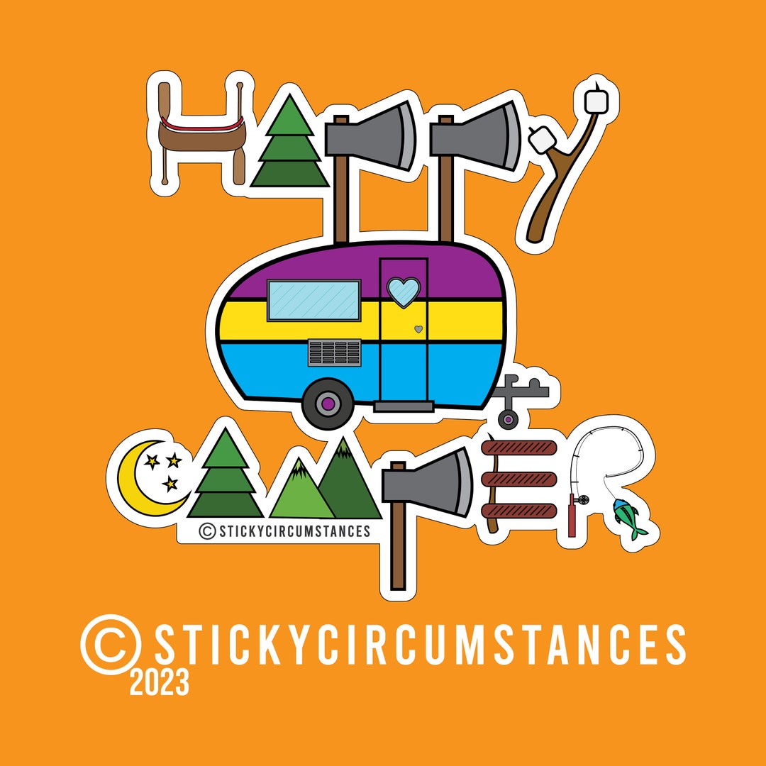 Happy Camper Text With Camper Image - Etsy