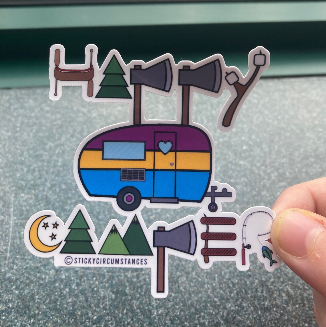 Happy Camper Text With Camper Image - Etsy