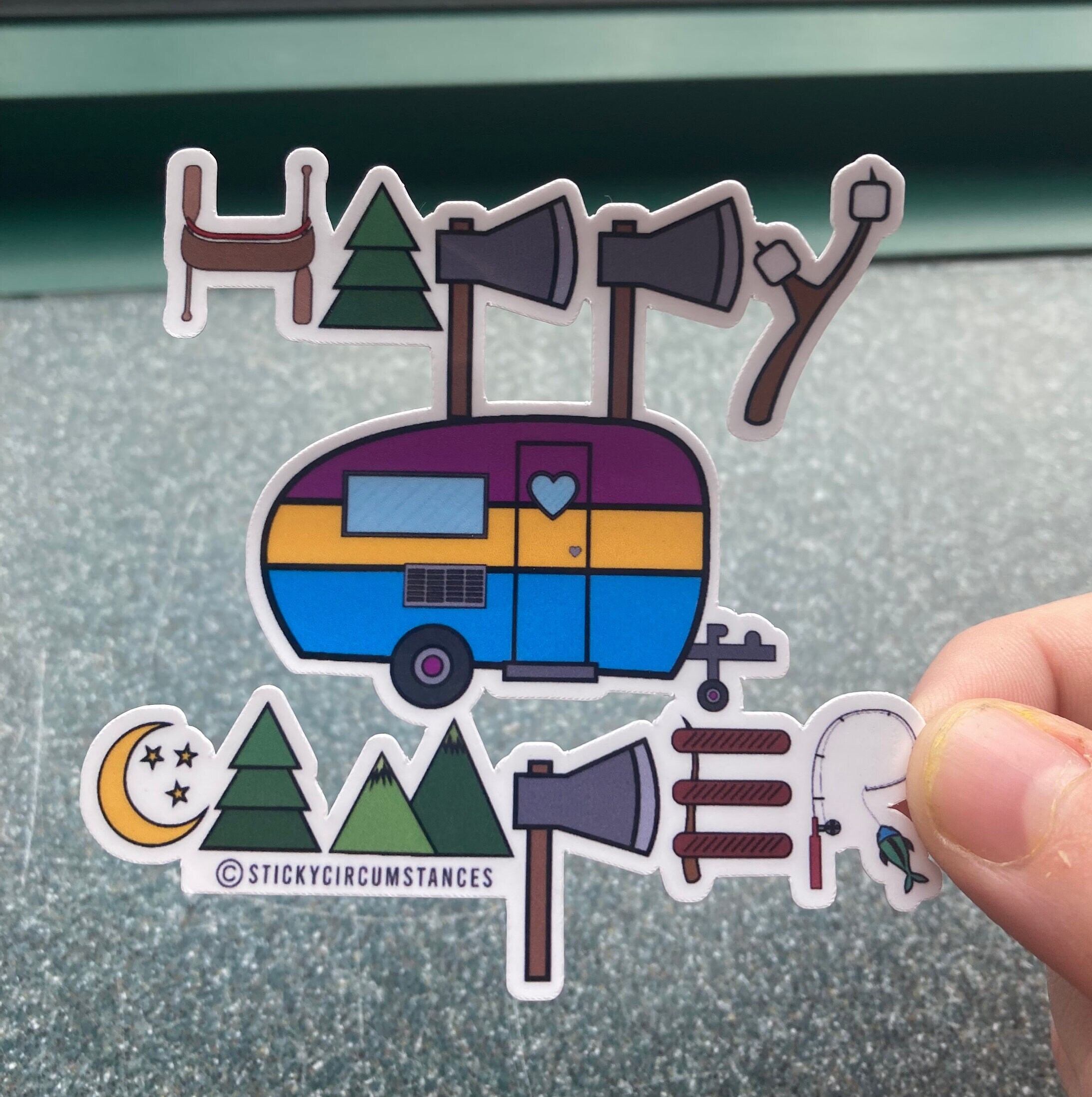 Happy Camper Text With Camper Image - Etsy