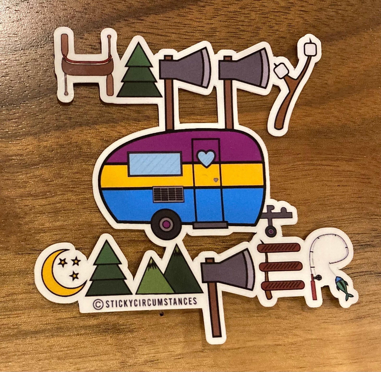 Happy Camper Text With Camper Image - Etsy