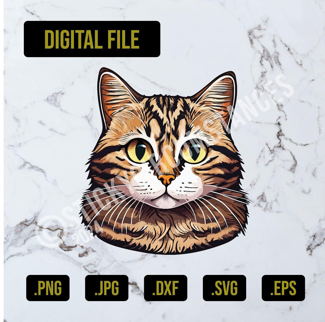 Commercial and Digital Use Tabby Cat Design Svg, Eps, Png, Jpg, and Dxf ...