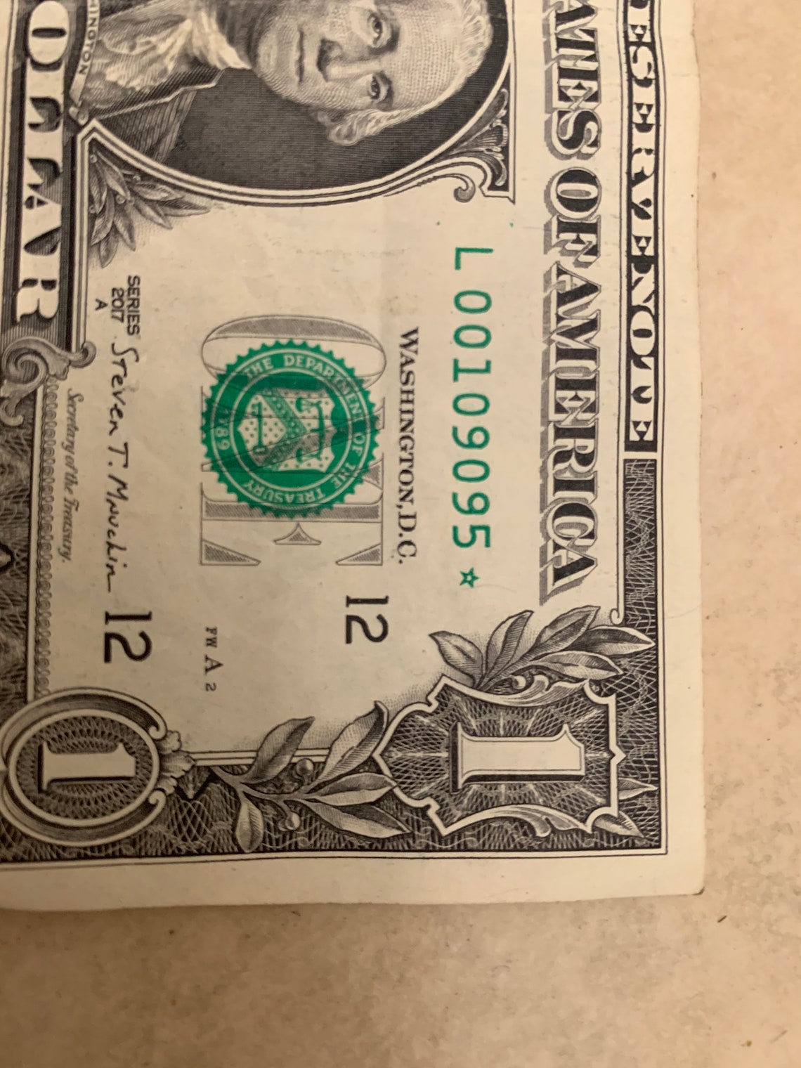 2017 Dollar Bill With Low Serial and Star at the End - Etsy