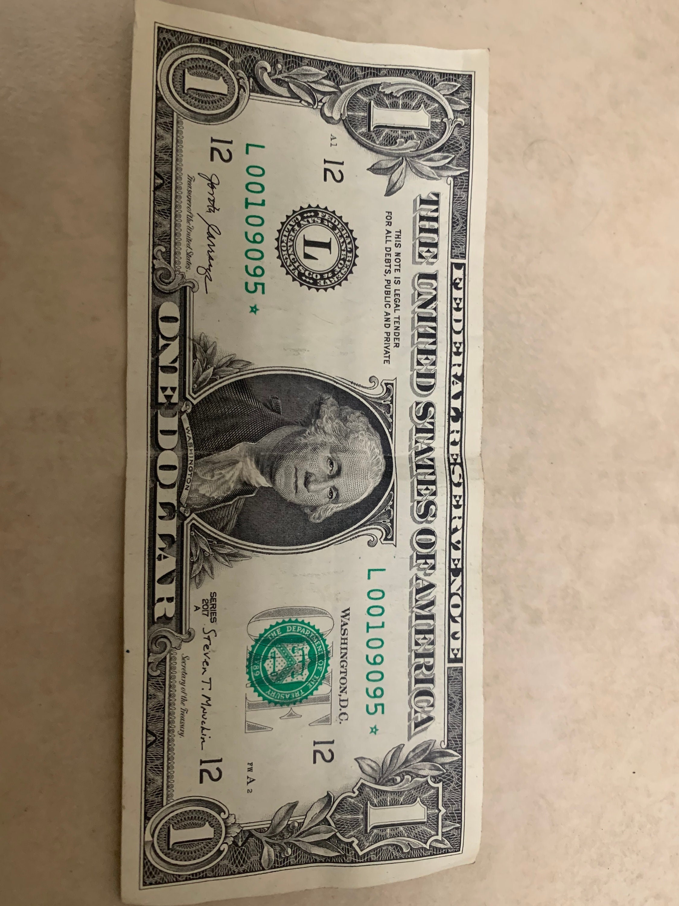 2017 Dollar Bill With Low Serial and Star at the End - Etsy