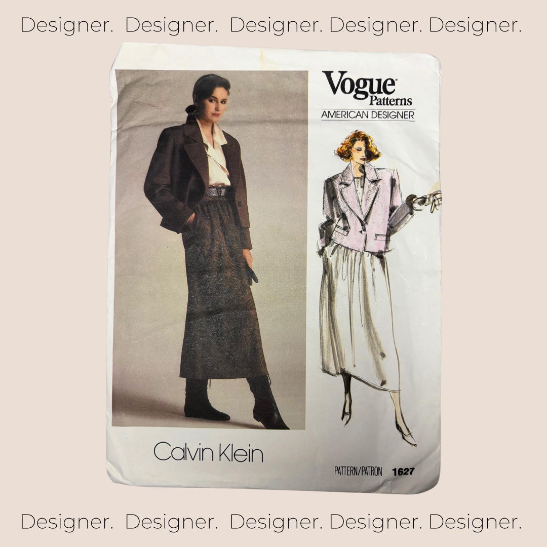 Vogue 1627, Vintage 80s Designer Sewing Pattern, Calvin Klein, Misses ...