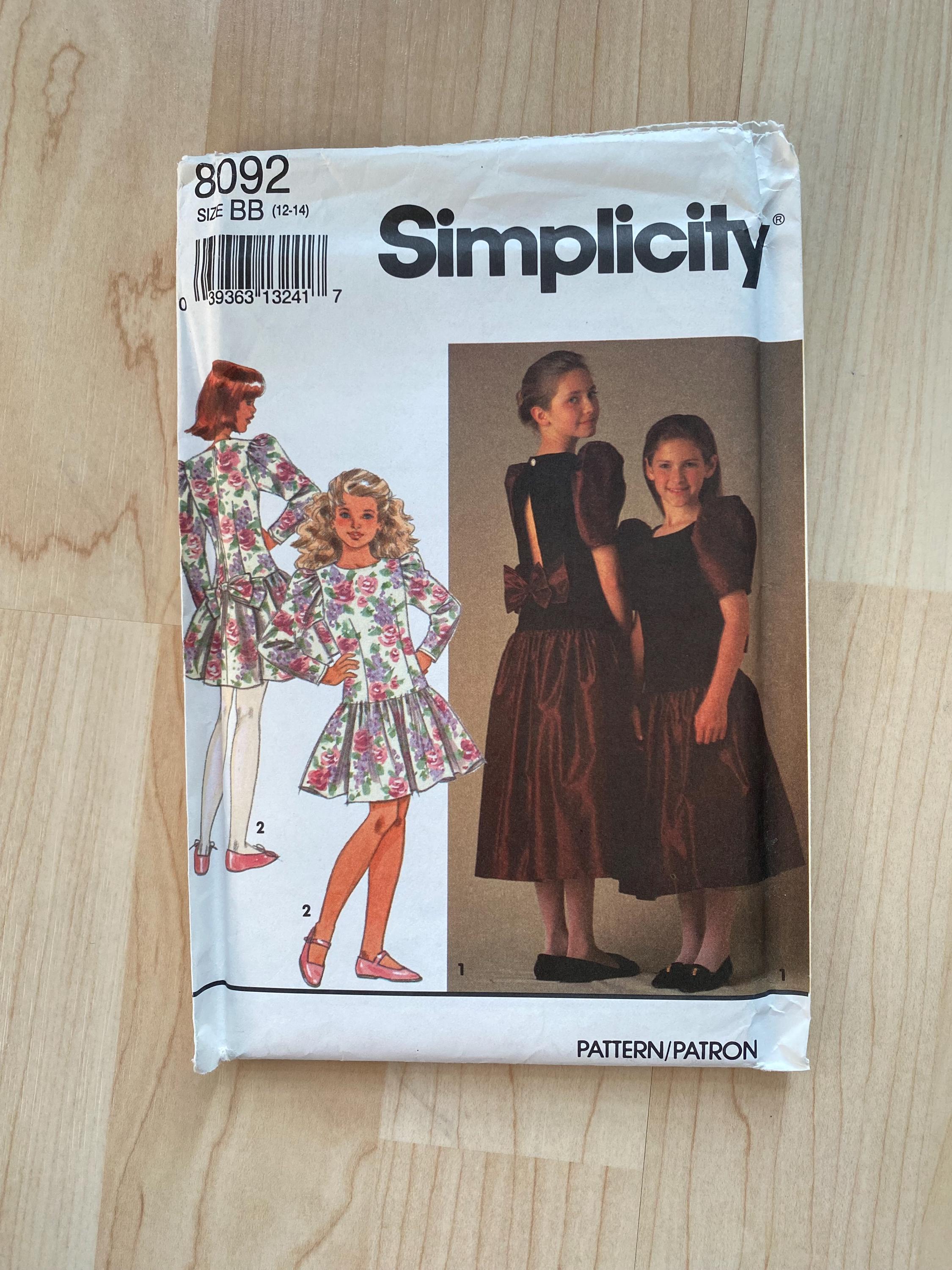 Simplicity 8092, Vintage Sewing Pattern, Girls Sizes 12, 14, Formal ...