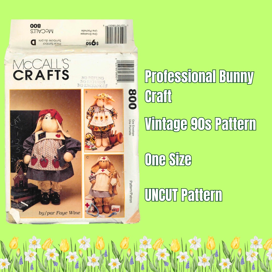 Mccall’s Crafts 800, Vintage Sewing Craft Pattern, One Size, Stuffed ...