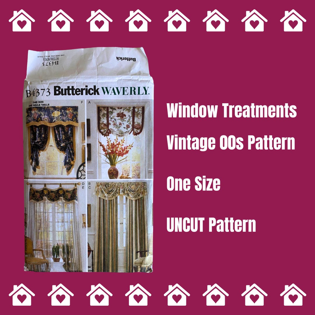 Butterick B4373, Vintage 00s Sewing Pattern, Window Treatments, Waverly ...