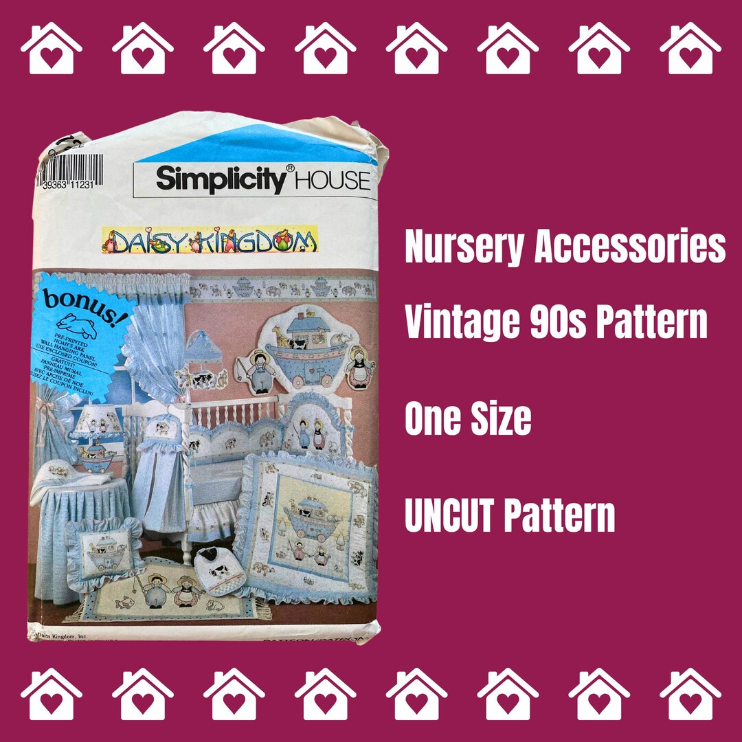 Simplicity 7255 Sewing Pattern Nursery Diaper Bag Quilt Dust Ruffle ...
