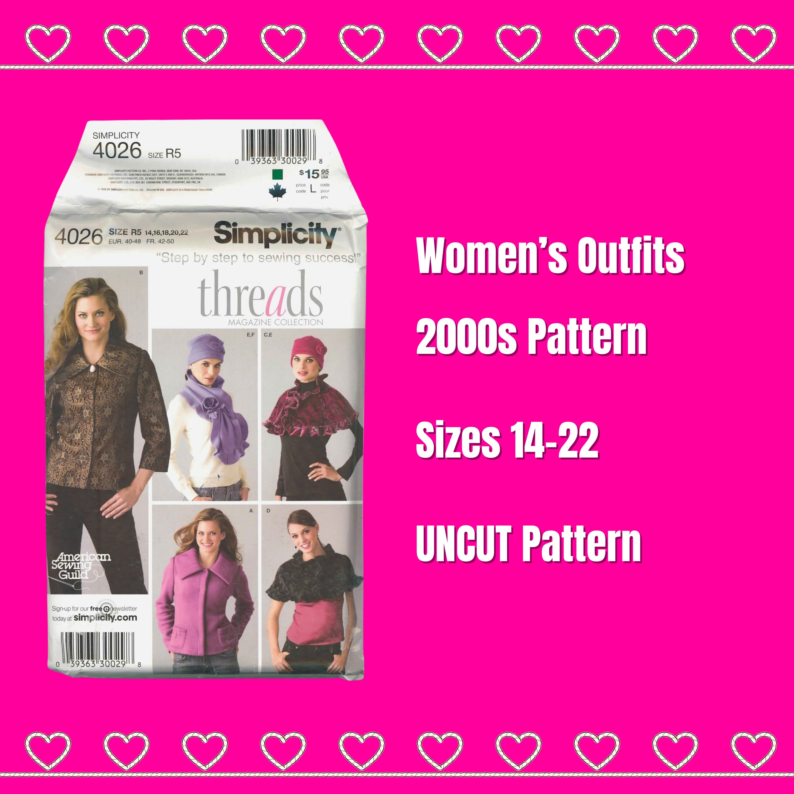 Simplicity 4026, Y2K Sewing Pattern, Misses Plus Sizes 14,16,18,20,22 ...