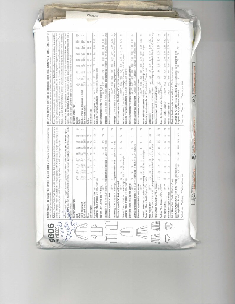 Simplicity 9806, Vintage Costume Sewing Pattern, Misses’ Size 10 ...