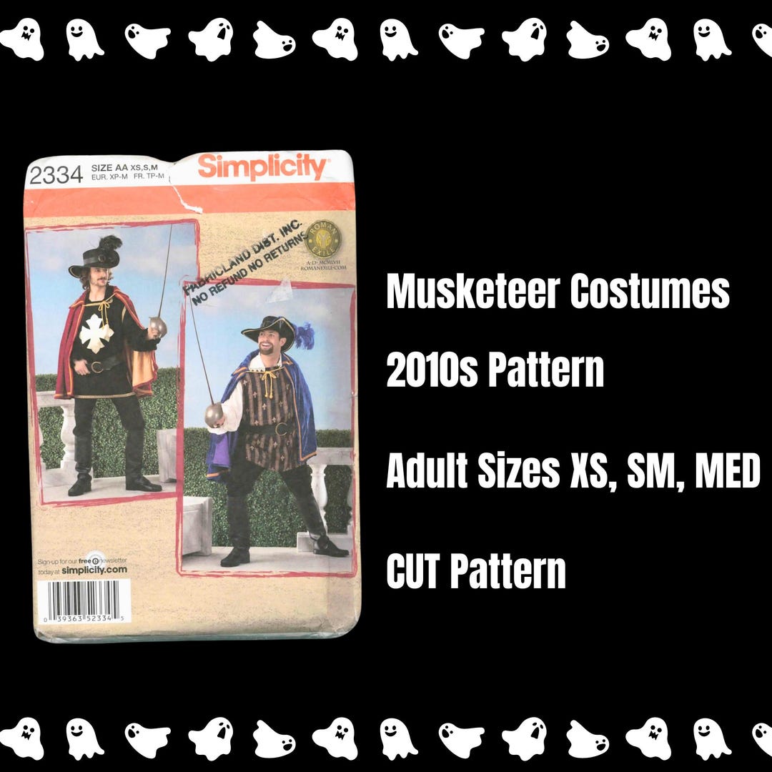 Simplicity 2334, Sewing Pattern, Men’s Sizes XS, Small, Musketeer ...