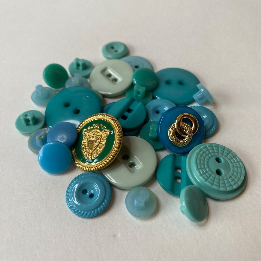 29pc Vintage Aqua Blue Teal Button Lot - Etsy