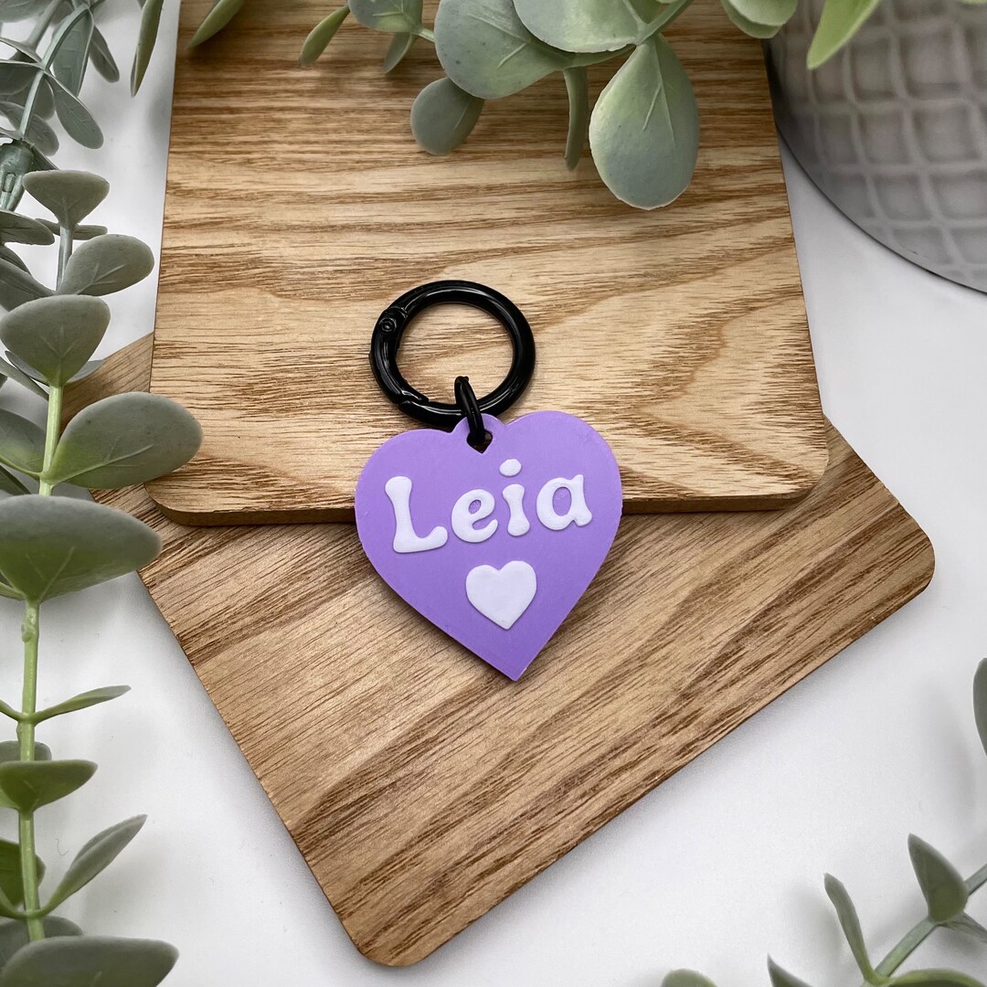 Heart Personalised 3D Printed Dog Tag, Customisable, Sustainable - Etsy