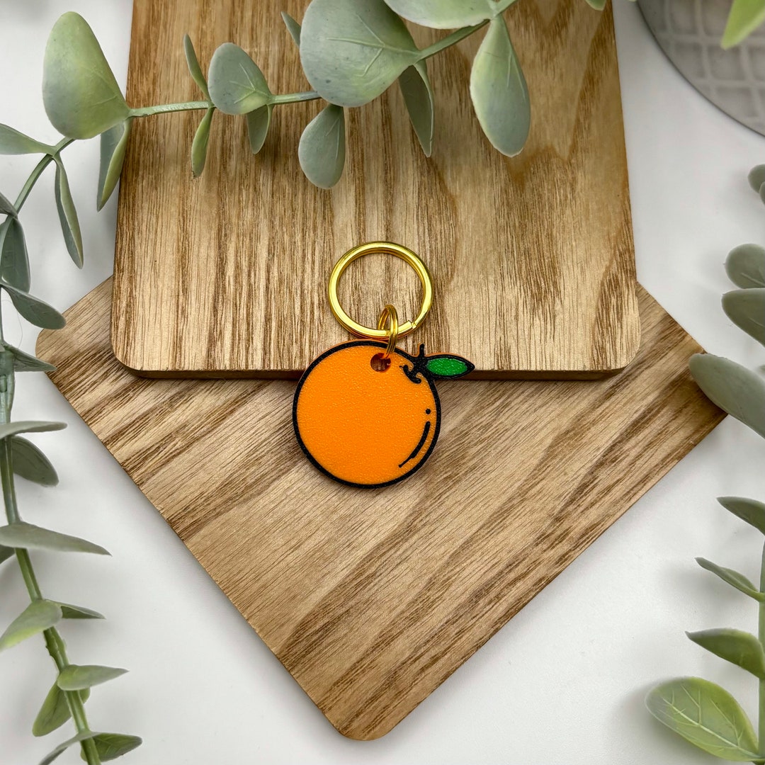 Orange 3D Printed Dog Tag, Custom, Sustainable, Customized, Keychain ...