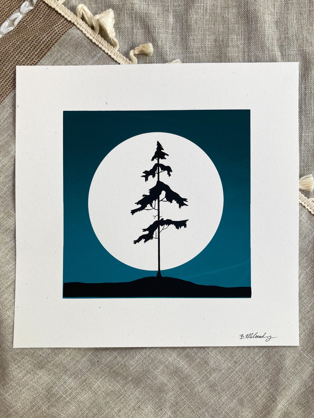 Pine Tree Night Sky Screen Print, Handprinted - Etsy