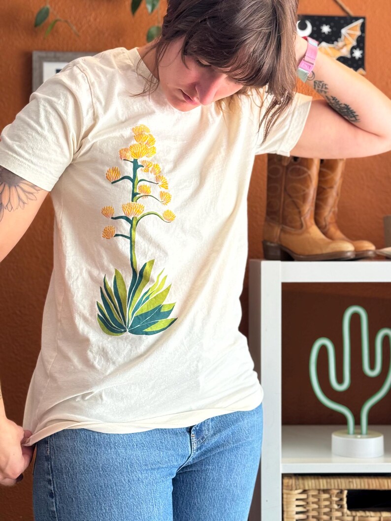 Agave T-shirt, Screen Print, Hand Print, Plant, Botanical, Desert - Etsy