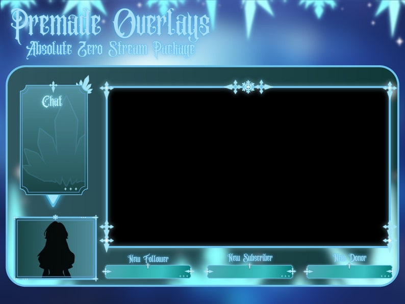 Ice Crystal Stream Overlay Package for Twitch | Cute Twitch Pack | OBS ...