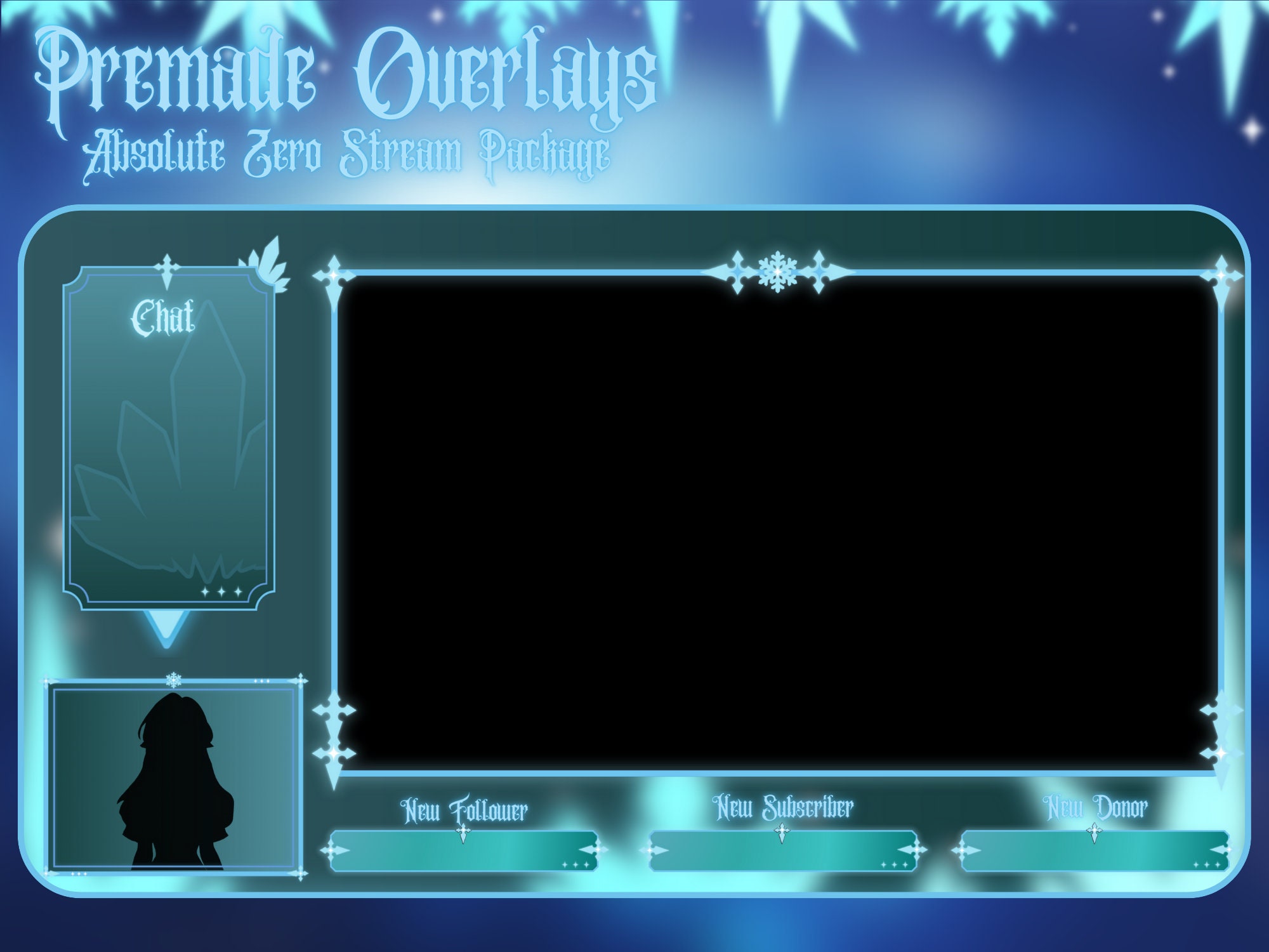 Ice Crystal Stream Overlay Package for Twitch | Cute Twitch Pack | OBS ...