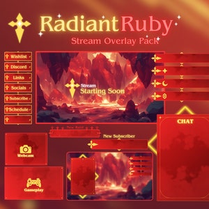 Radiant Ruby Stream Overlay Bundle for Twitch | Cute Twitch Pack | OBS ...