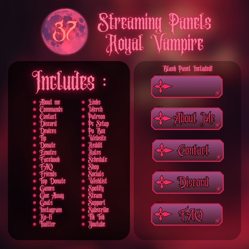 37 Royal Vampire Panels | for Twitch | OBS | Vtuber Panels | Clean ...