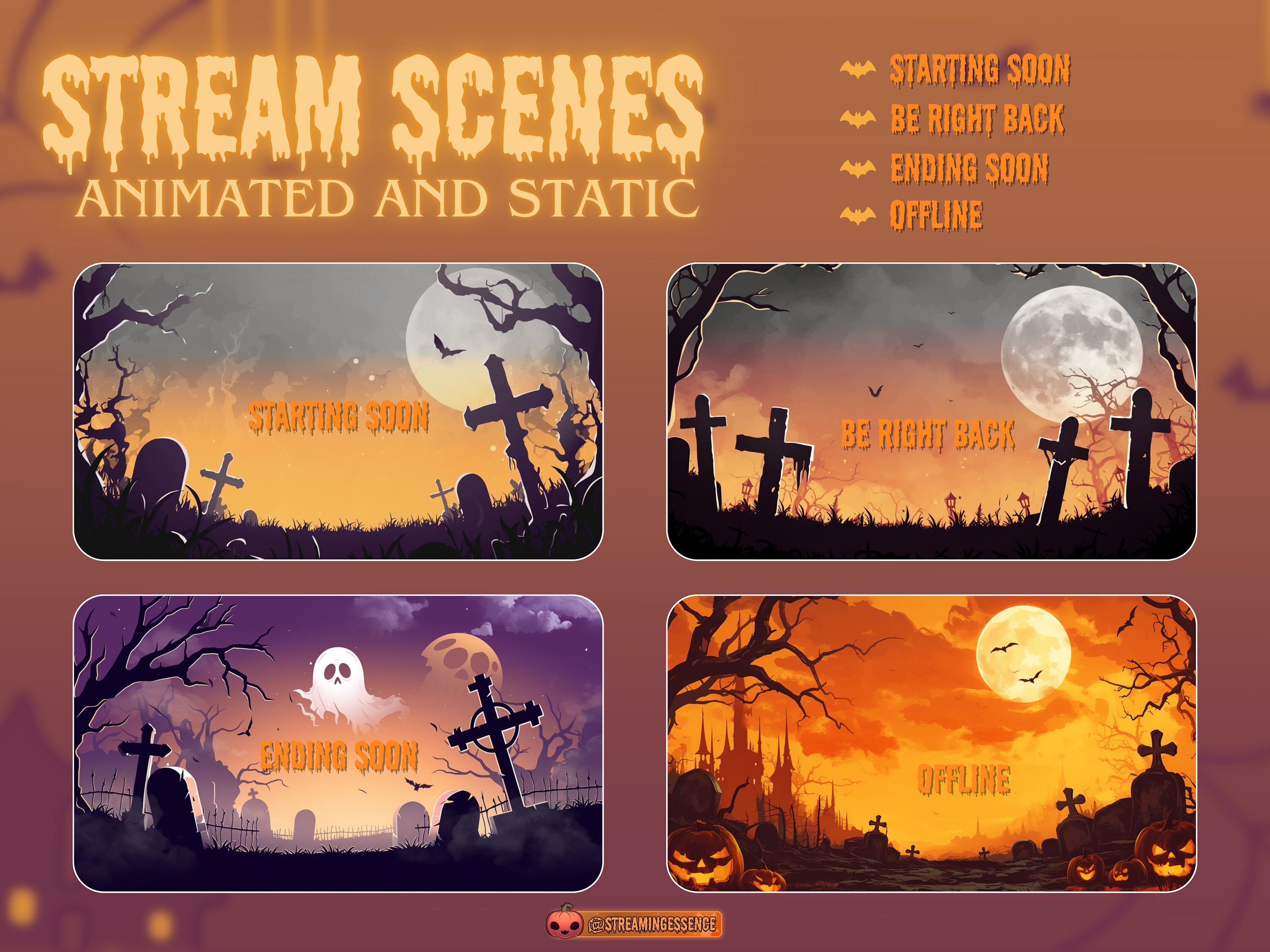 Haunted Season Stream Overlay Package for Twitch | Cute Twitch Pack ...