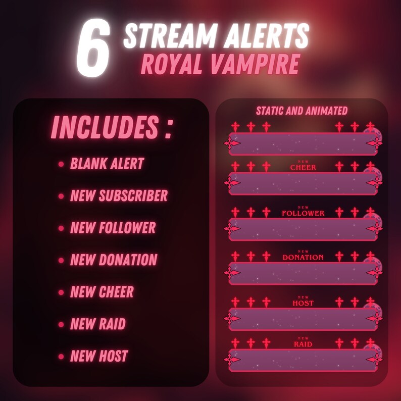 6 Royal Vampire Alerts | for Twitch | OBS | Vtuber Alerts | Clean ...
